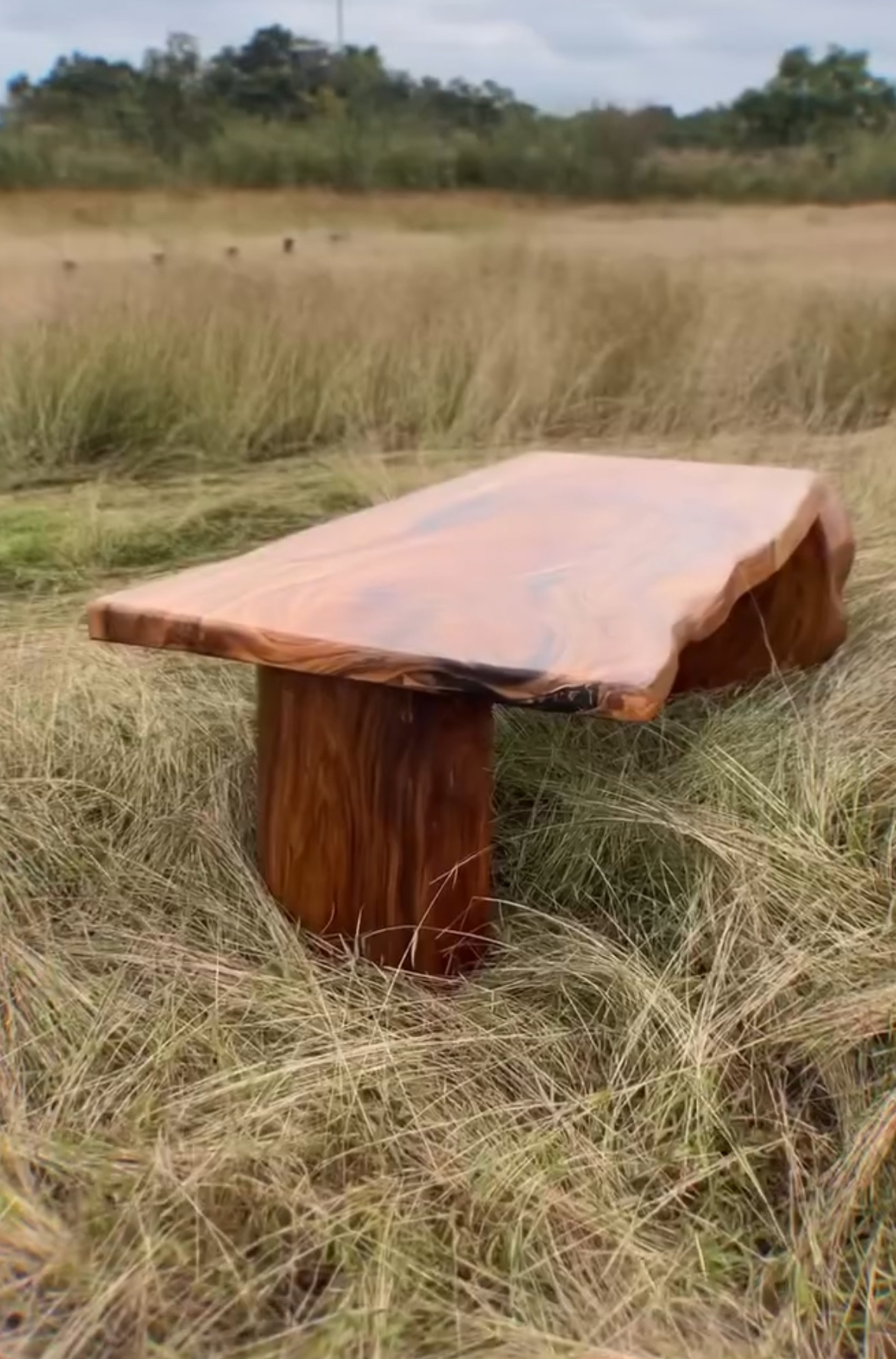 Rustic Live Edge Dining Table with Unique Leg Design - Woodsman Decor