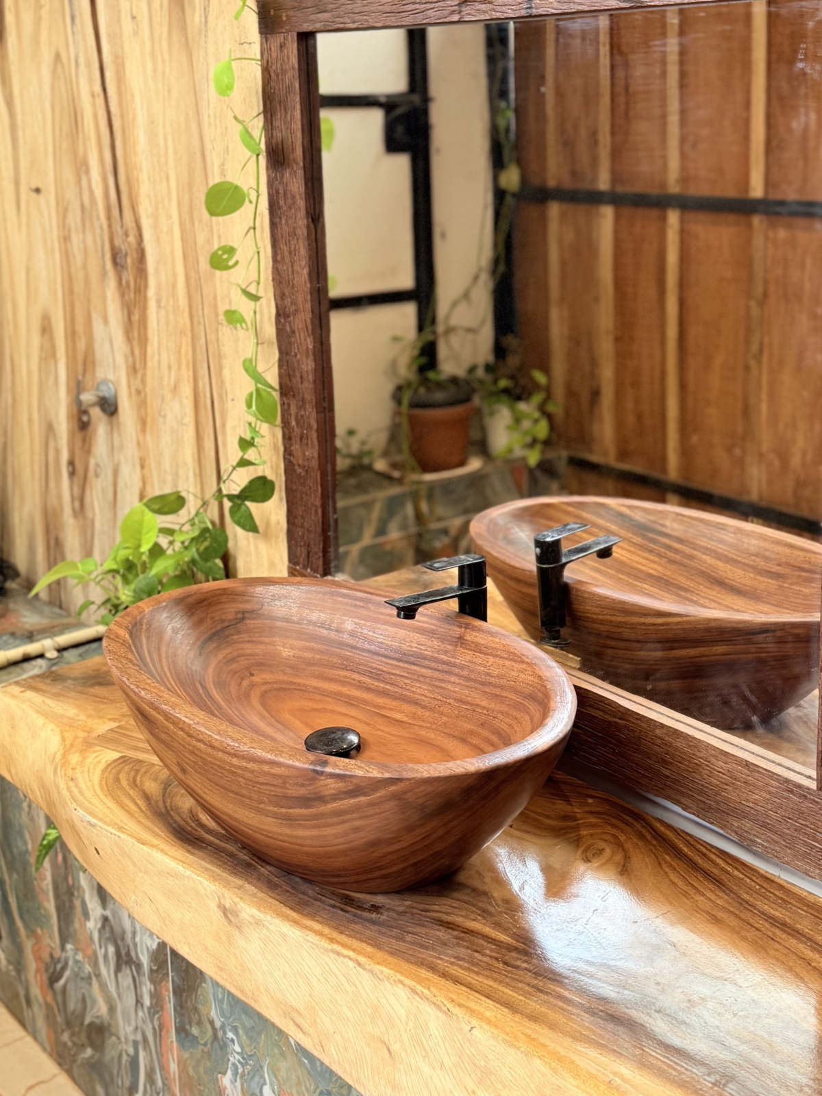 Solid Wood Bowl Wash Basin - Woodsman Decor